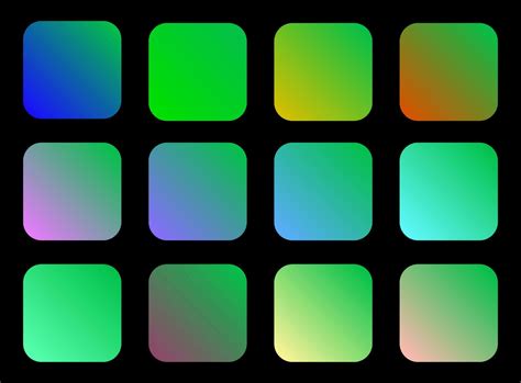 Colorful Parakeet Color Shade Linear Gradient Palette Swatches Web Kit Rounded Squares Template