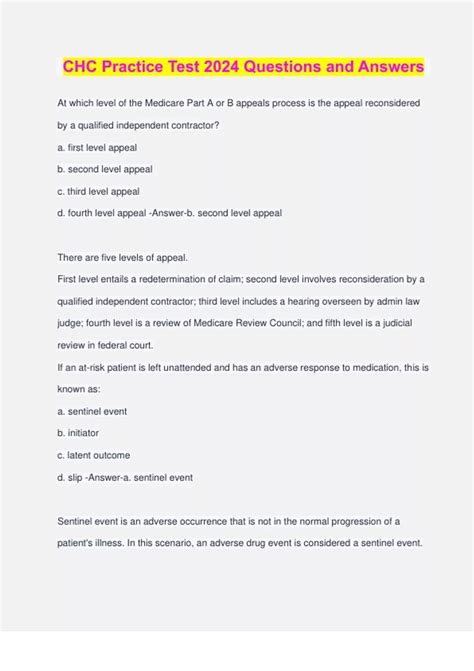CHC Practice Test 2024 Questions And Answers CHC Stuvia US