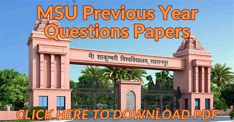 Msu Pyq Msu Previous Year Question Papers Sarkari Naukari K Form