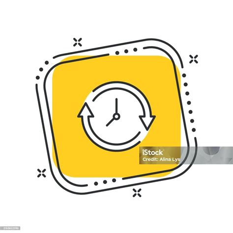 cartoon refresh time icon vector illustration update clock on isolated