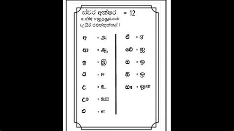 දෙමළ ඉගෙන ගන්න යන ඔයාලට මූලික පියවර දෙමළ හෝඩිය Youtube