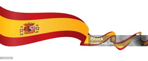 스페인의 국기 벡터 흔들리는 리본 배너입니다 흰색 배경에 격리 기에 대한 스톡 벡터 아트 및 기타 이미지 기 3차원 형태