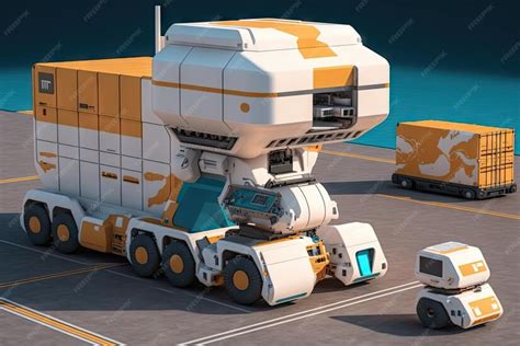 Premium Ai Image Autonomous Cargo Transport System With Automated Loading And Unloading Of