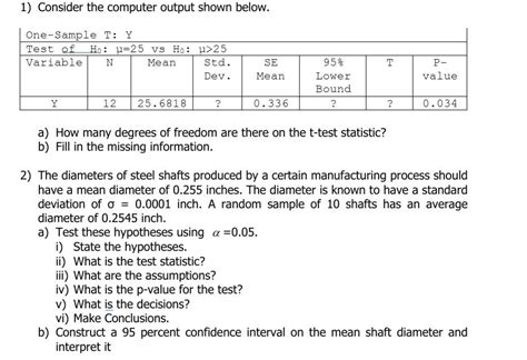 Solved Consider The Computer Output Shown Below Chegg