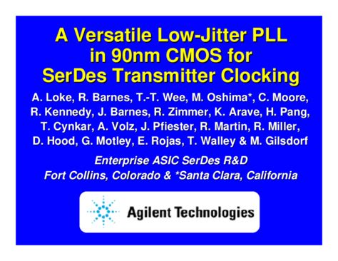 Pdf A Versatile Low Jitter Pll In 90 Nm Cmos For Serdes Transmitter Clocking