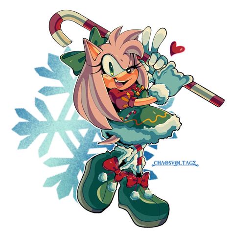 Christmas Amy Rose By Chaosvoltage On Deviantart