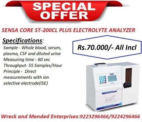 Fully Automatic Sensa Core St CL Electrolyte Analyzer For Laboratory User Input Touch At