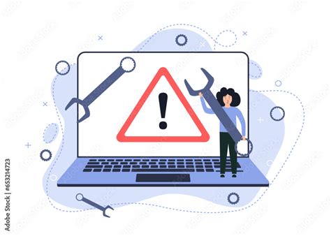 Illustration Of A Broken Laptop Error Warning Sign On The Screen