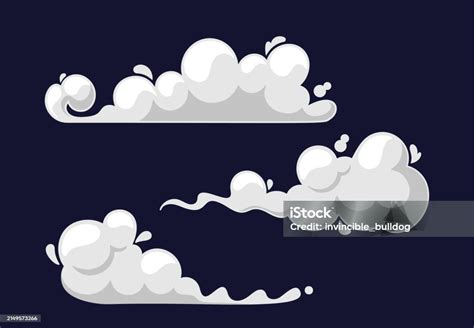 연기 흔적 담배 또는 뜨거운 음료 증기의 만화 흰 구름 폭발 교통 증기 또는 스피드 트레일 클라우드 퍼프 가루로 빻은에 대한