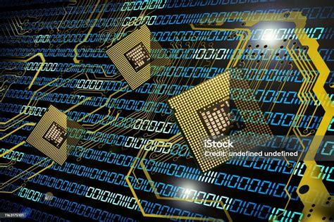 3d 그림 Cpu 칩 프로세서와 전자 회로와 바이너리 코드 0명에 대한 스톡 벡터 아트 및 기타 이미지 0명 Cpu 가상현실 Istock