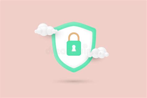 D Shield Icon With Padlock Icon Security Data Safety Encryption Protection Privacy Concept