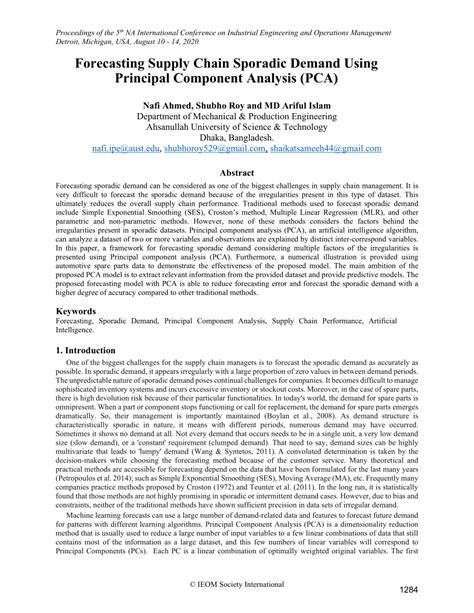 Pdf Forecasting Supply Chain Sporadic Demand Using Principal Component Analysis Pca