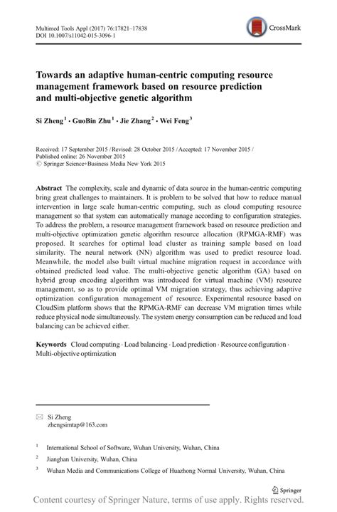 Towards An Adaptive Human Centric Computing Resource Management