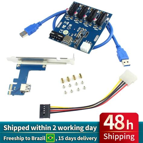Pcie 1 To 4 Pci Express 1x Slots Riser Card Mini Itx To External 4 Pci E Slot Adapter Pcie Port