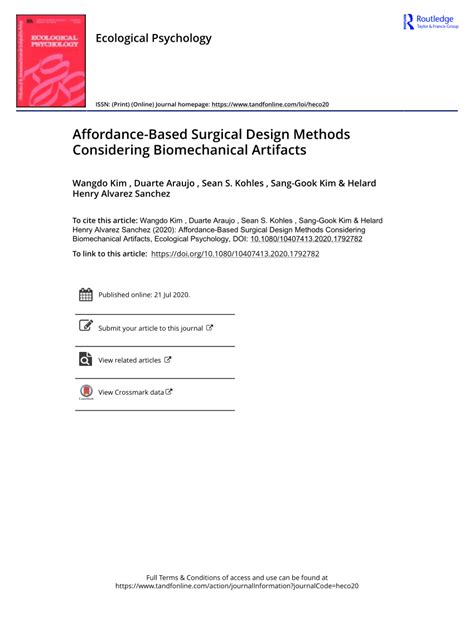 Pdf Affordance Based Surgical Design Methods Considering