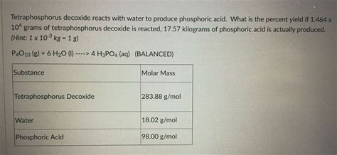 Answered Tetraphosphorus Decoxide Reacts With Bartleby