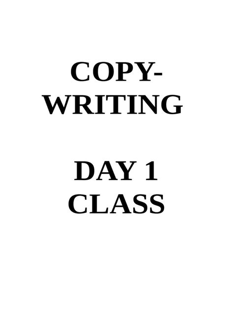 Copywriting Class 1 Note Pdf Copywriting