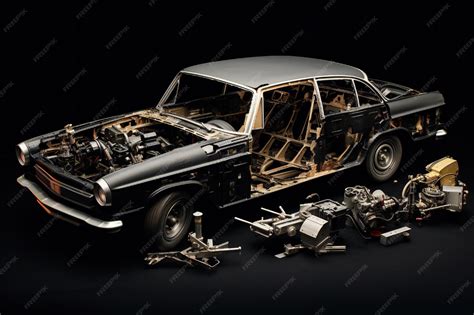Premium Ai Image Disassembled Car On White Background