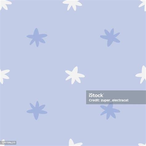 밝은 배경에 만화 블루 스타와 귀여운 매끄러운 패턴 몽 상가 간단한 크리스마스 휴가 벽지 포장 카드 티셔츠 섬유 프린트 초대장 액세서리를 위한 디자인 요소 12월에 대한