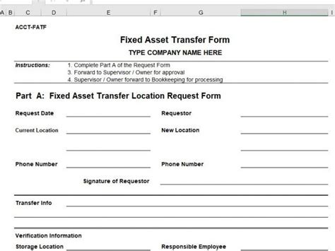 Fixed Asset Form Template