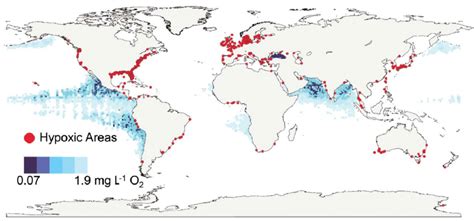 Ocean Oxygen Minimum Zones At M Depth Blue Shaded Regions And Download Scientific