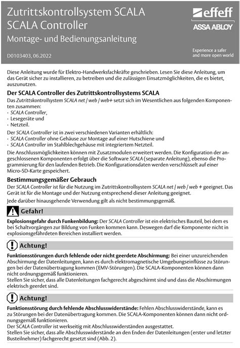 assa abloy effeff scala montage und bedienungsanleitung pdf