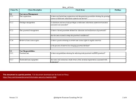 Information Security Checklist Template Excel Xls