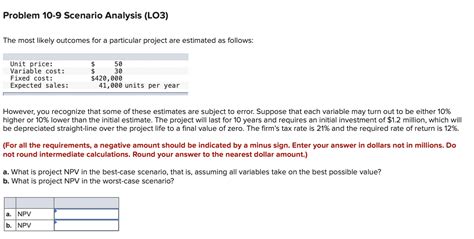 Solved Problem 10 9 Scenario Analysis Lo3 The Most Likely