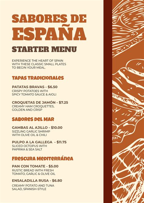 Free Small Starter Menu Template To Edit Online