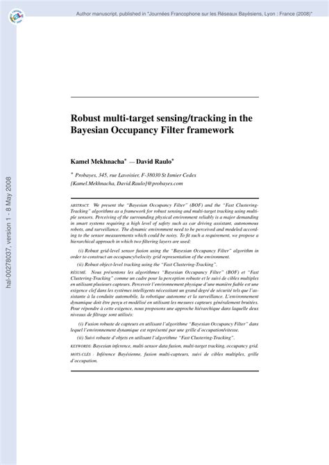 pdf robust multi target sensing tracking in the bayesian occupancy