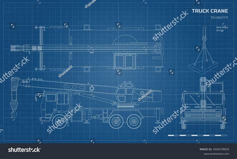 Truck Crane Outline Blueprint Side Top Stock Vector Royalty Free