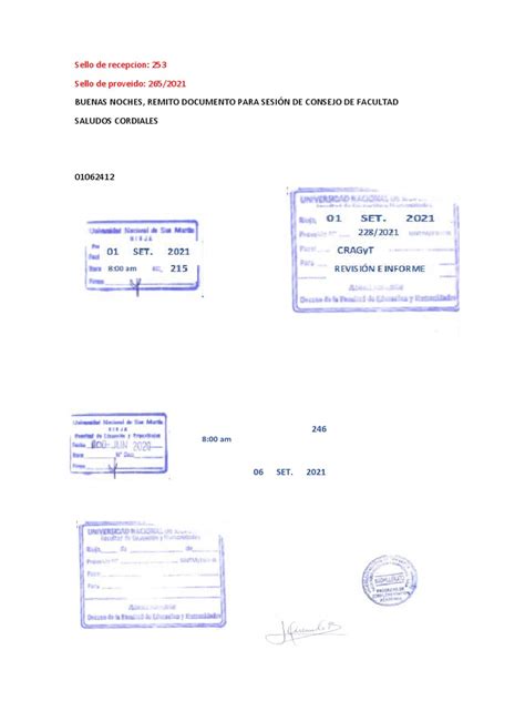 Sellos De Recepción Y Proveído Documental Pdf América Del Sur