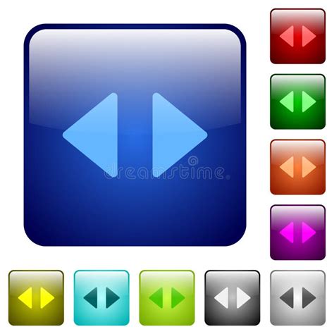 Color Horizontal Control Arrows Square Buttons Stock Vector