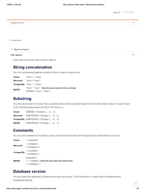 sql injection cheat sheet web security academy pdf postgre sql