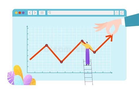 Financial Business Graph Fixing Vector Illustration Tiny Man