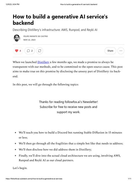 How To Build A Generative Ai Services Backend Pdf Cloud Computing Amazon Web Services
