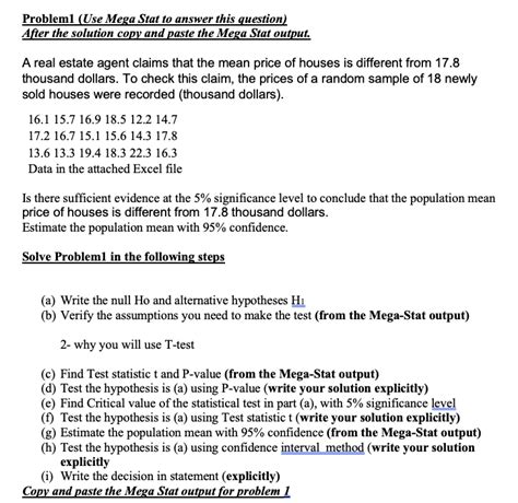 solved problem1 use mega stat to answer this question