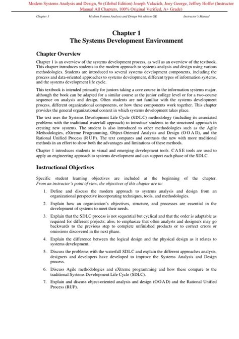 Instructor Manual For Modern Systems Analysis And Design 9th Edition Global Edition By Joseph