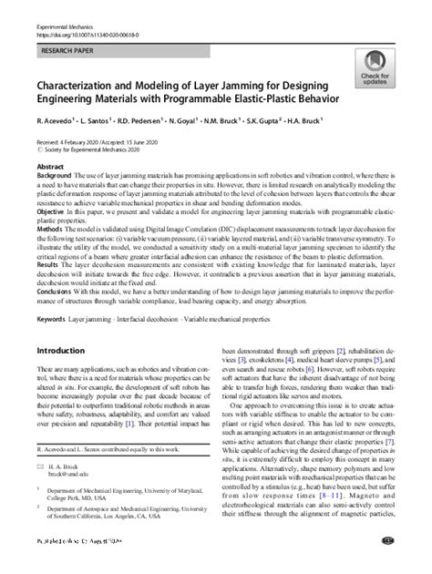 Pdf Characterization And Modeling Of Layer Jamming For Designing Engineering Materials With