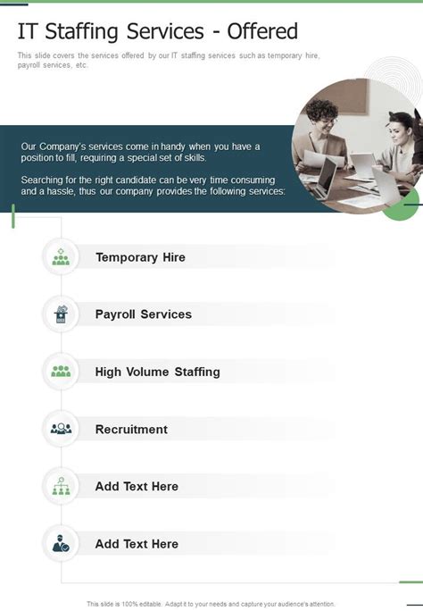 It Staffing Services Offered One Pager Sample Example Document