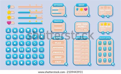 Ui Design Games Applications Blue Interface Stock Vector Royalty Free 2109443951 Shutterstock