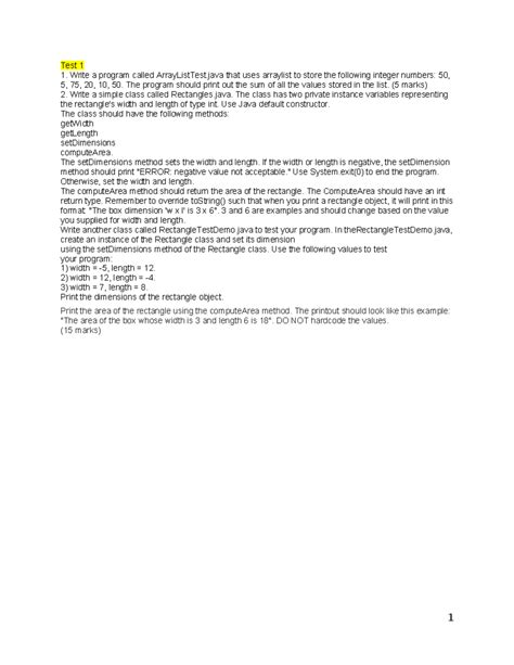 CS Test Test Test Write A Program Called ArrayListTest That Uses Arraylist To