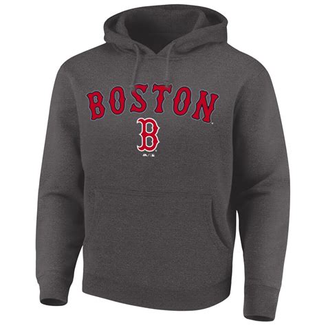 Mens Boston Red Sox Majestic Heathered Charcoal Hands Down Pullover Hoodie