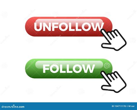 Unfollow With Cursor Button Icon On White Background Unfollow Button With Cursor Label Set