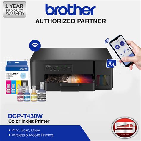 Brother Tank Series DCP T430W 3 In 1 Continuous Color Inkjet Printer With Wireless Printing