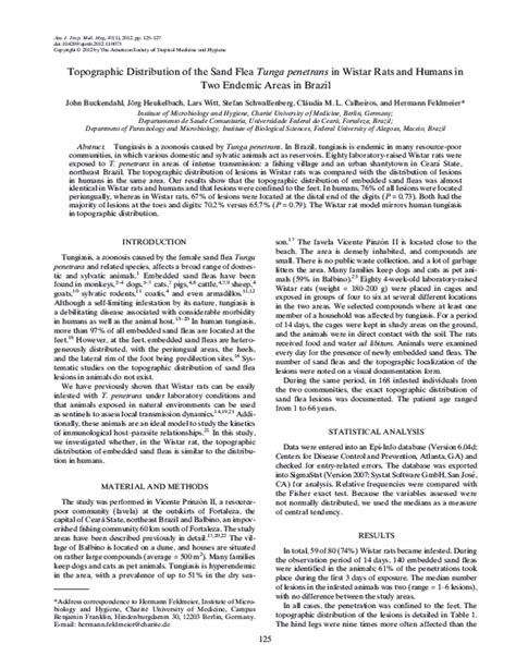Pdf Topographic Distribution Of The Sand Flea Tunga Penetrans In