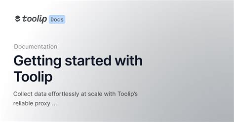 getting started with toolip documentation
