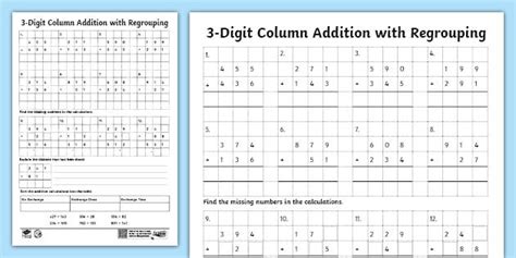 Column Addition Worksheet 3 Digits Primary Resources