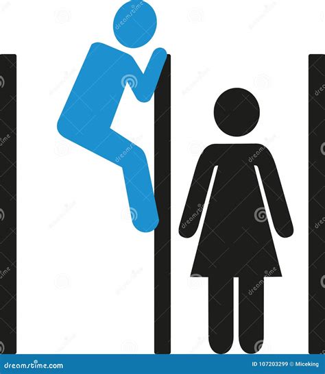 Peeping Tom Voyeur In Toilet Cabine Stock Vector Illustration Of