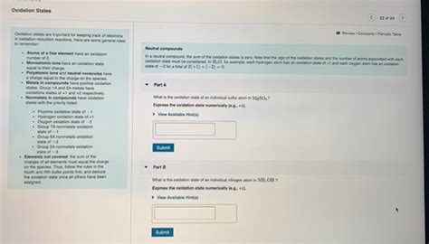 Solved Oxidation States 22024 Oxidation States Are Important Chegg Com